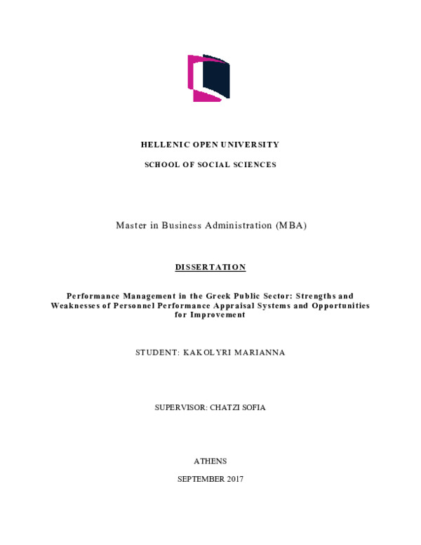 Performance Management in the Greek Public Sector: Strengths and ... Performance Management in the Greek Public Sector: Strengths and ...